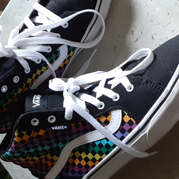 Vans | Shoes | Vans Missy 4 Hi Top Rainbow Diamond Pattern | Poshmark
